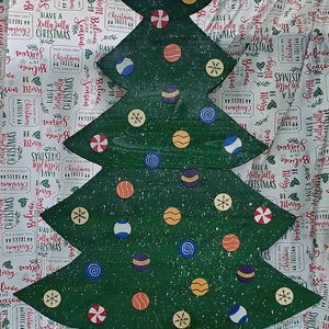 4 Ft Hand Painted Christmas Tree, Extra Large Wood Christmas Tree ...