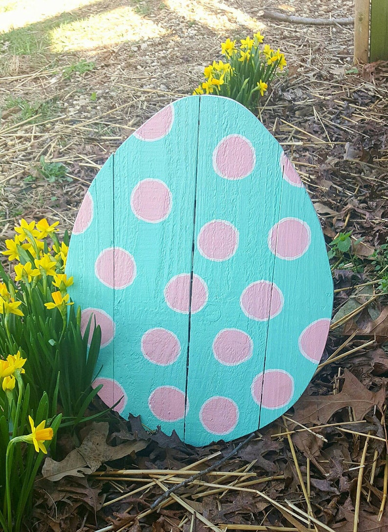 Outdoor Easter Decor One Wooden Easter Egg One Medium | Etsy