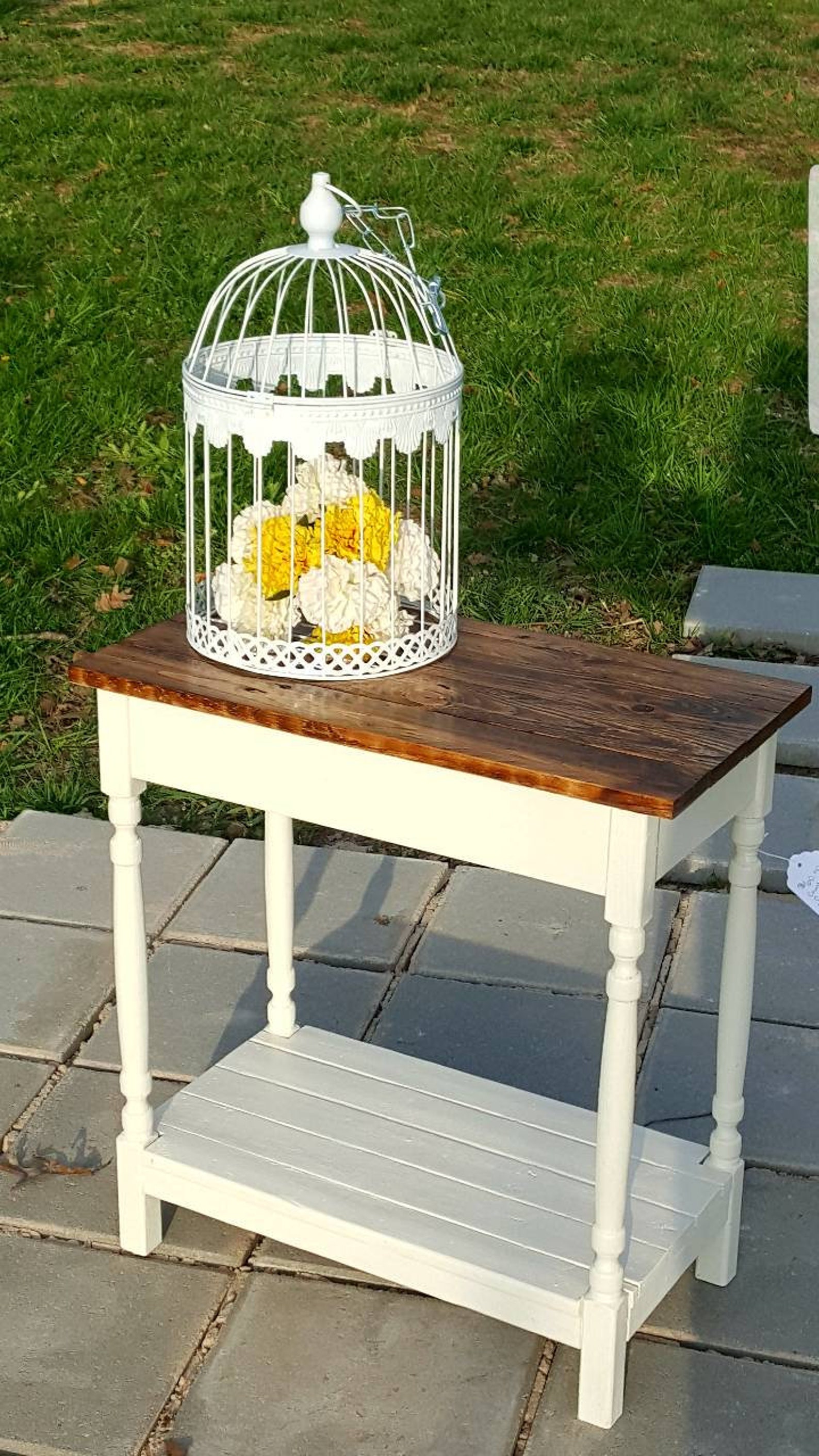 Two Farmhouse End Tables Chic Country Cottage Bedside Tables | Etsy