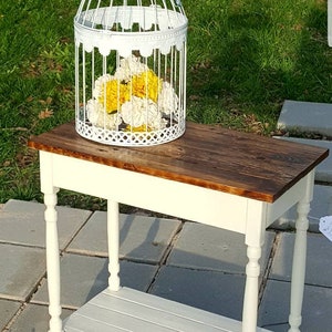 Two Farmhouse End Tables, Chic Country Cottage Bedside Tables, 2 Accent ...