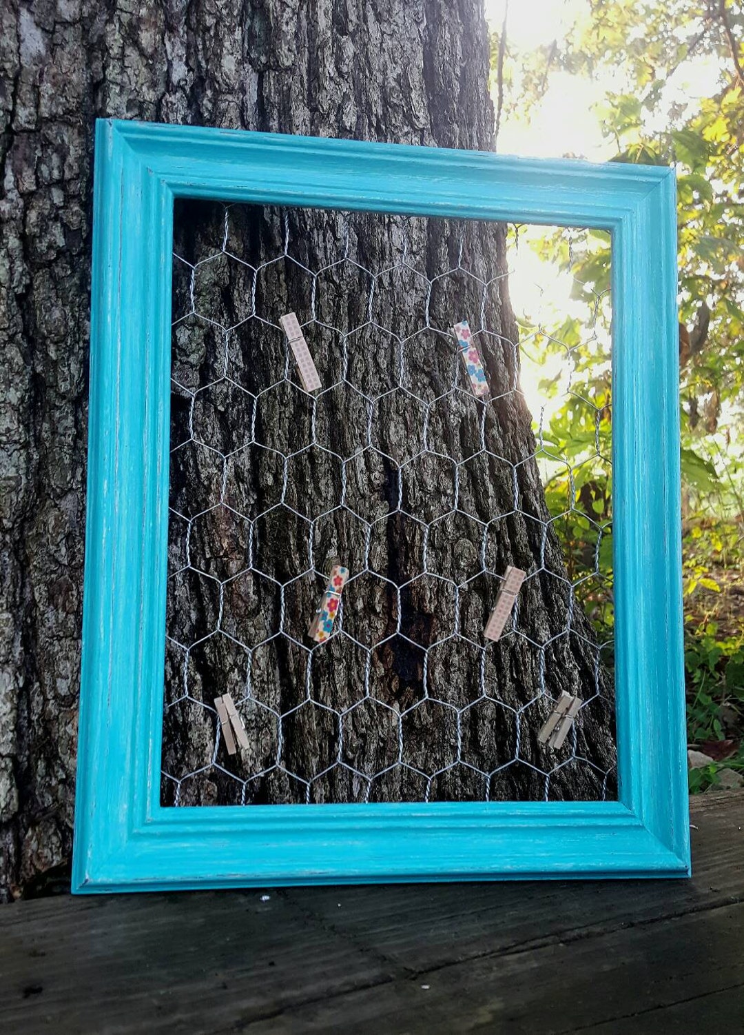 Chicken Wire Frame 8x11, Distressed Blue Chicken Wire Frame, Jewelry ...