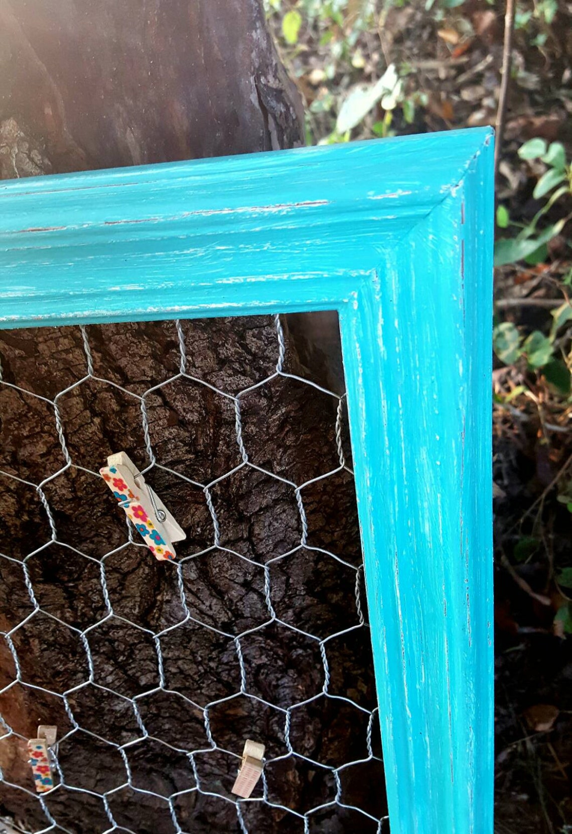Chicken Wire Frame 8x11, Distressed Blue Chicken Wire Frame, Jewelry ...