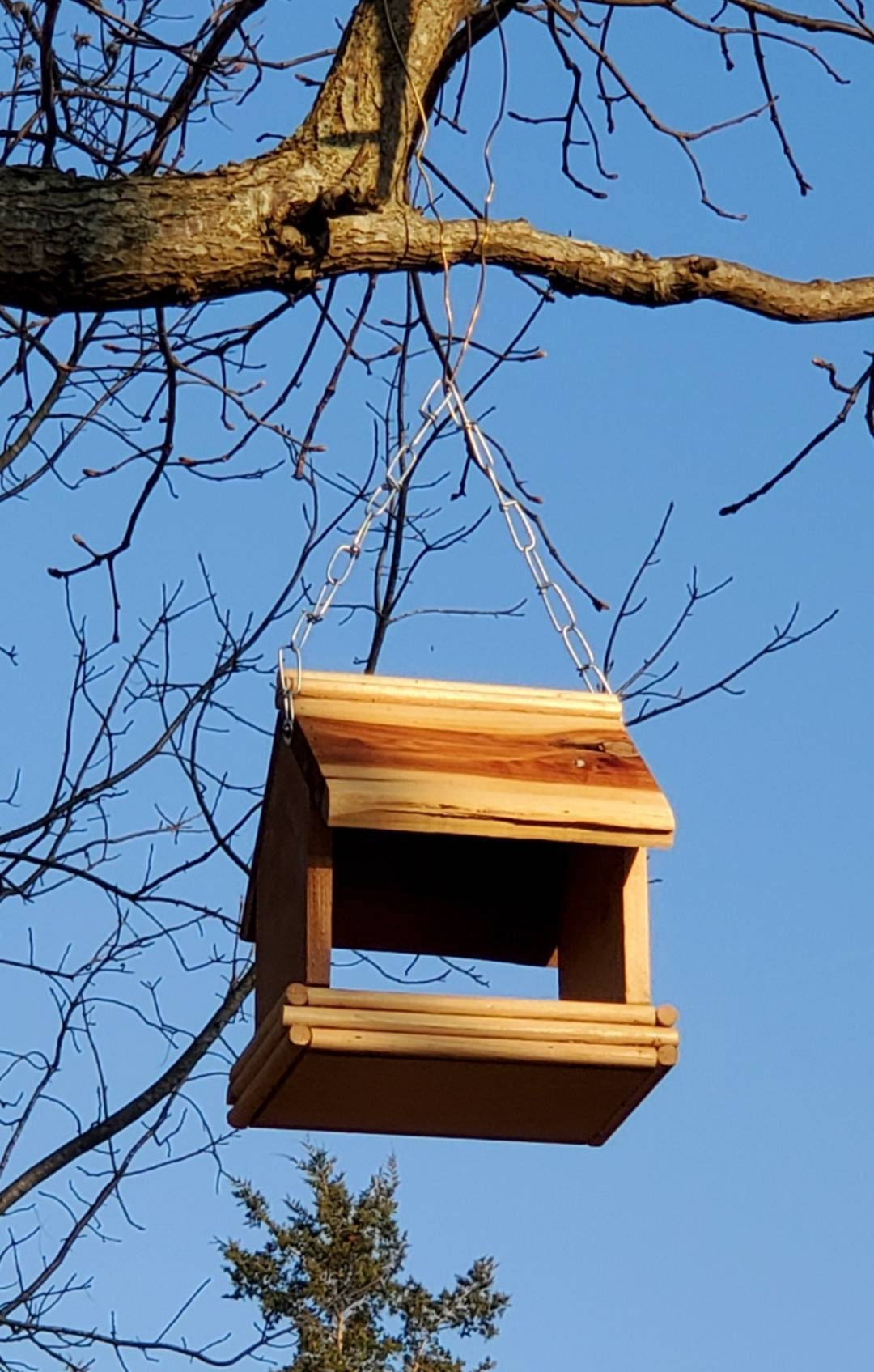 Recycled Wood Bird Feeder, Multi-species Bird Feeder, Wood Bird Feeder ...