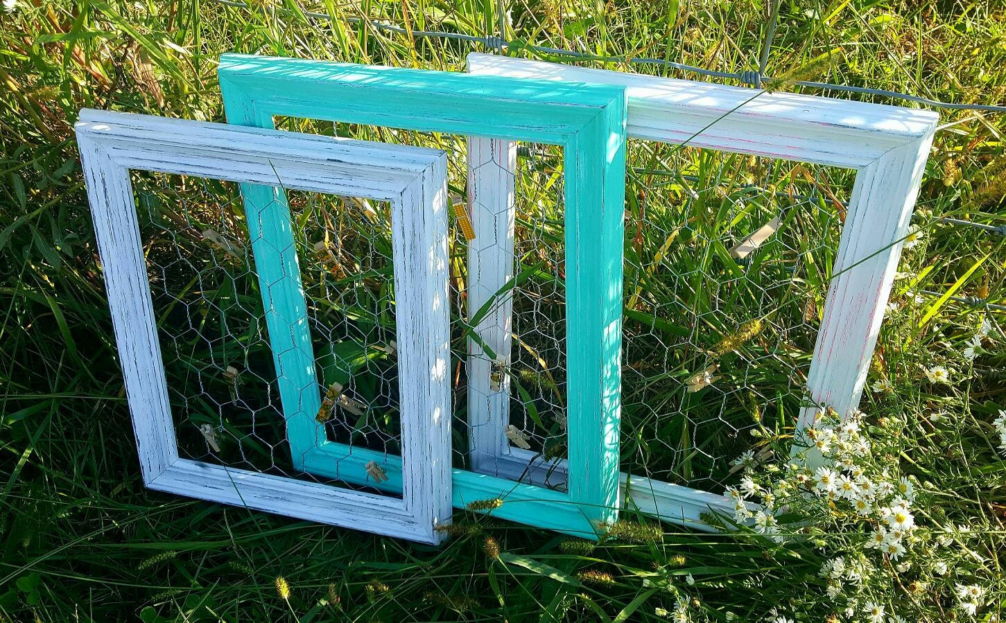 Distressed Chicken Wire Frame, Chicken Wire Picture Frame, Rustic ...