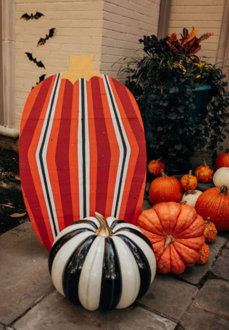 Giant 3 Foot Wood Pumpkins, Large Halloween Yard Decor, Halloween Yard ...