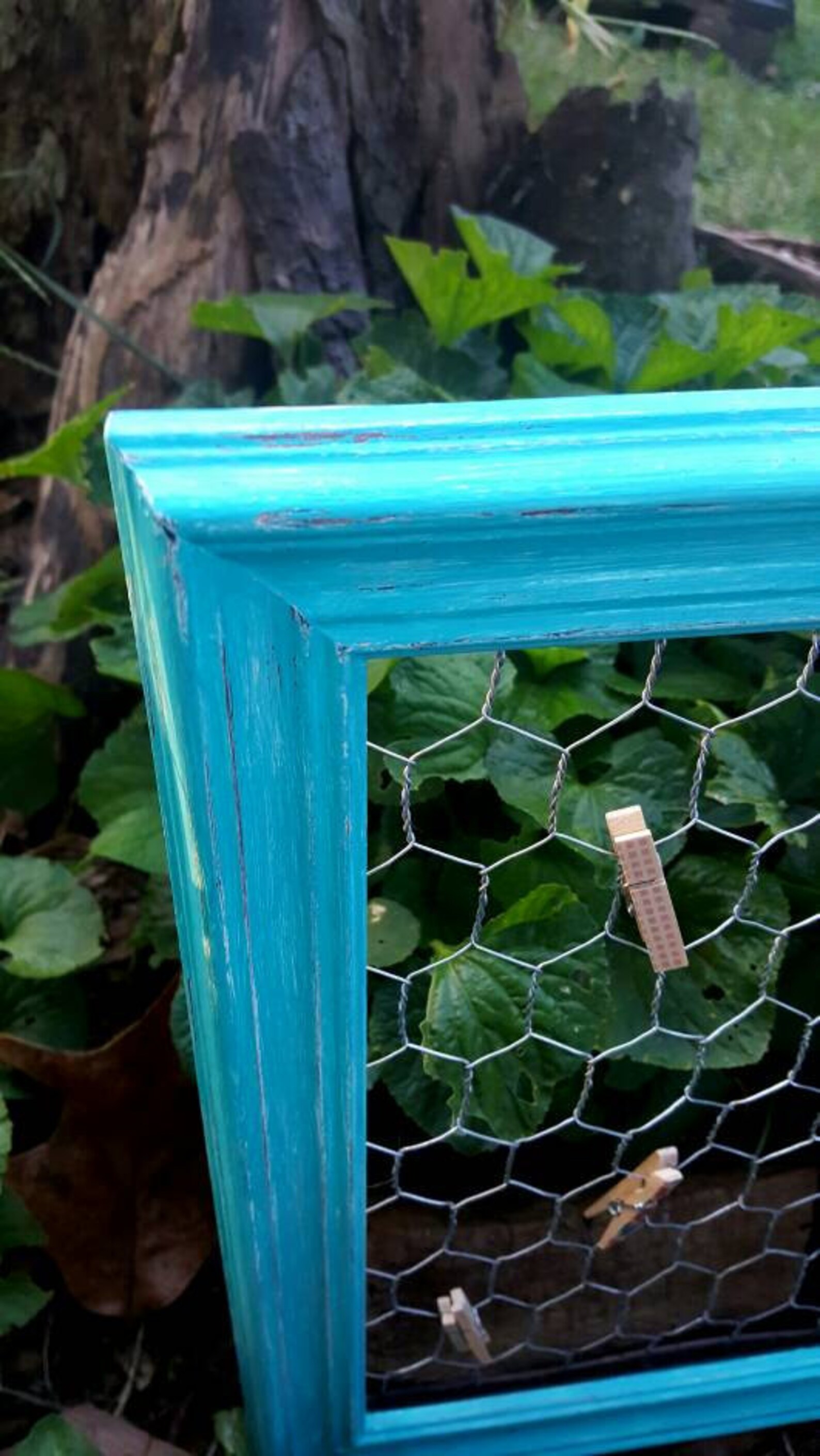 Chicken Wire Frame 8x11, Distressed Blue Chicken Wire Frame, Jewelry ...