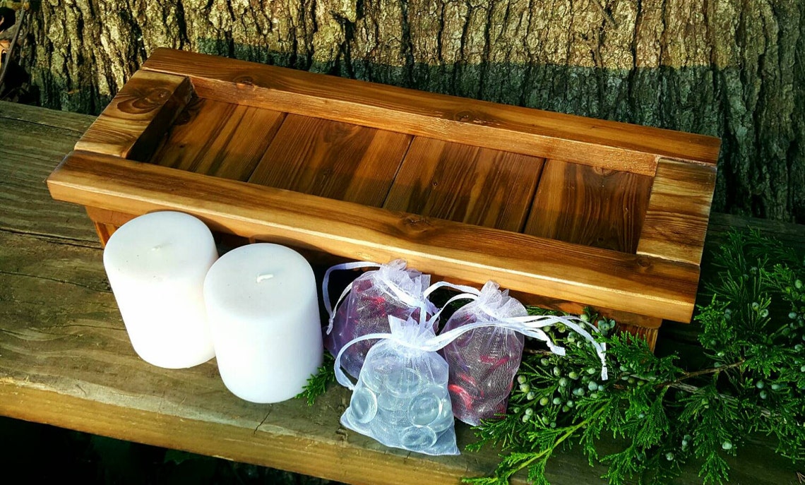 Handmade Wood Candle Tray, Rustic Wood Candle Tray, Wood Candle Holder ...