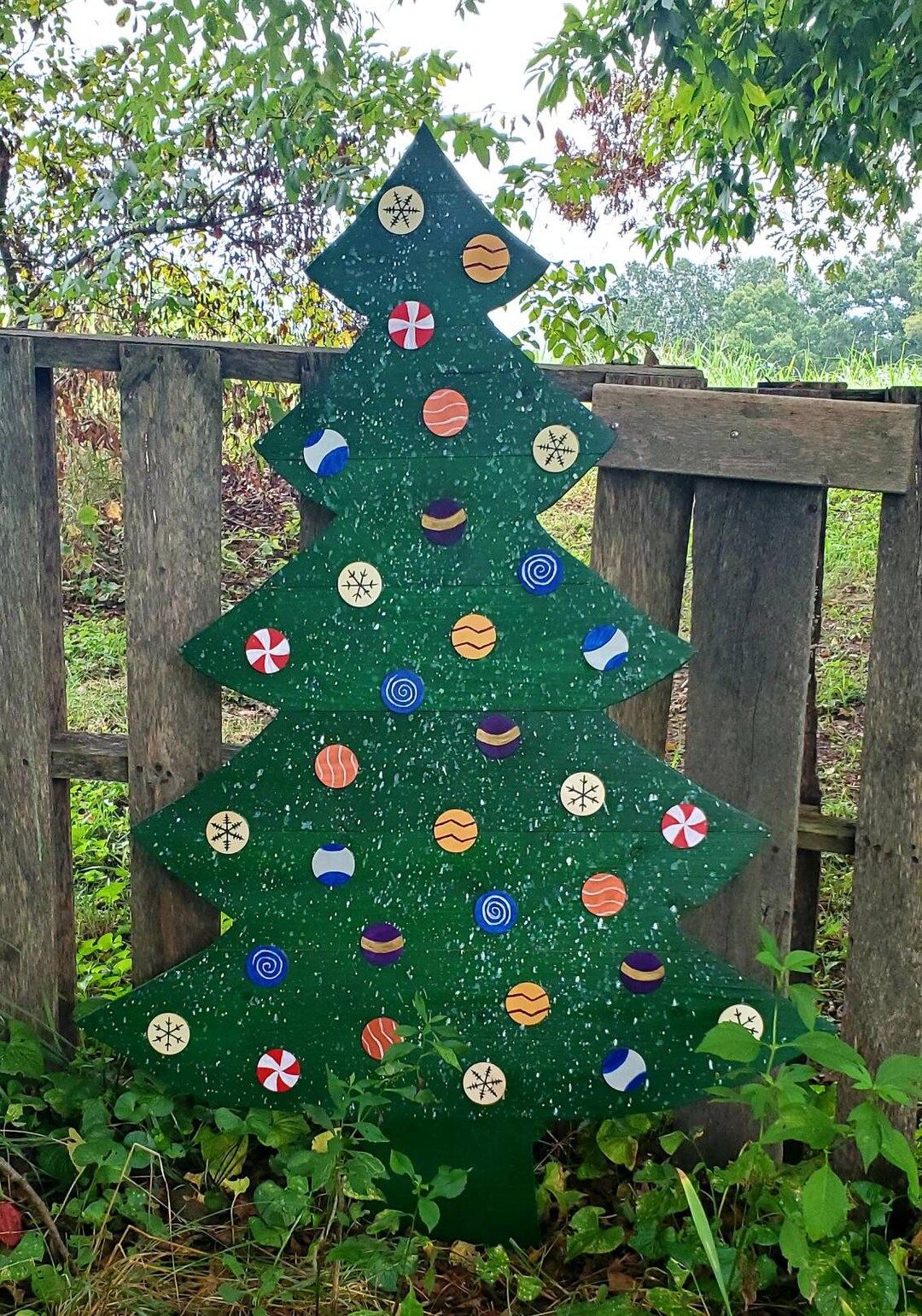 4 Ft Hand Painted Christmas Tree, Extra Large Wood Christmas Tree, 50 ...