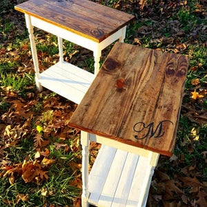 Two Farmhouse End Tables, Chic Country Cottage Bedside Tables, 2 Accent ...