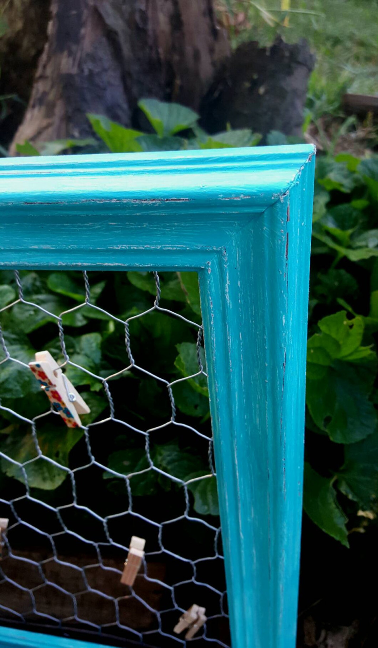 Chicken Wire Frame 8x11, Distressed Blue Chicken Wire Frame, Jewelry ...