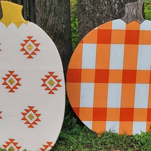 Giant 3 Foot Wood Pumpkins, Large Halloween Yard Decor, Halloween Yard ...