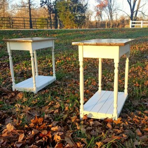 Two Farmhouse End Tables, Chic Country Cottage Bedside Tables, 2 Accent ...