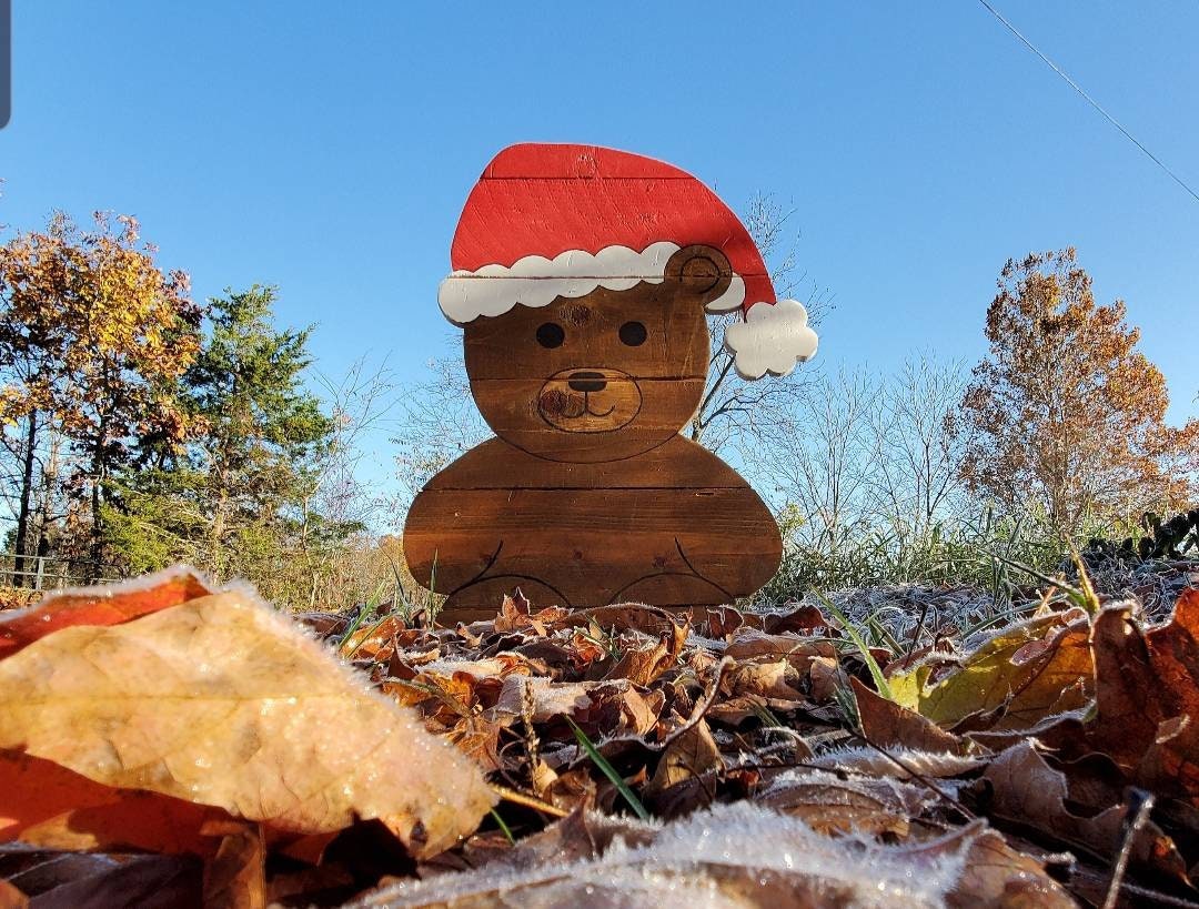 Christmas yard decor Christmas Bear Christmas Teddy Bear | Etsy