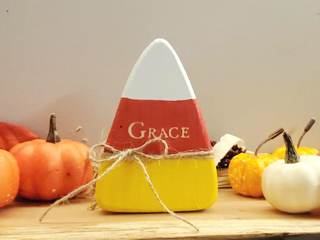 Rustic Candy Corn Shelf Sitter, Rustic Wood Candy Corn, Personalized ...