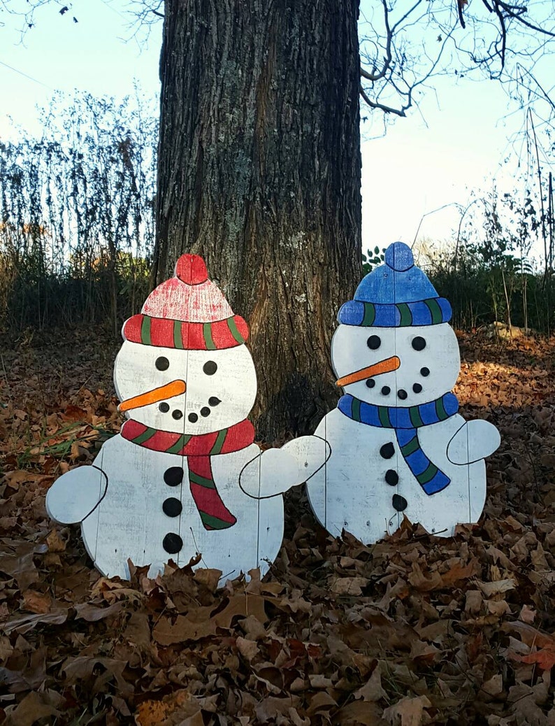 Handmade Wood Snowman Wooden Snowman Pallet Snowman - Etsy