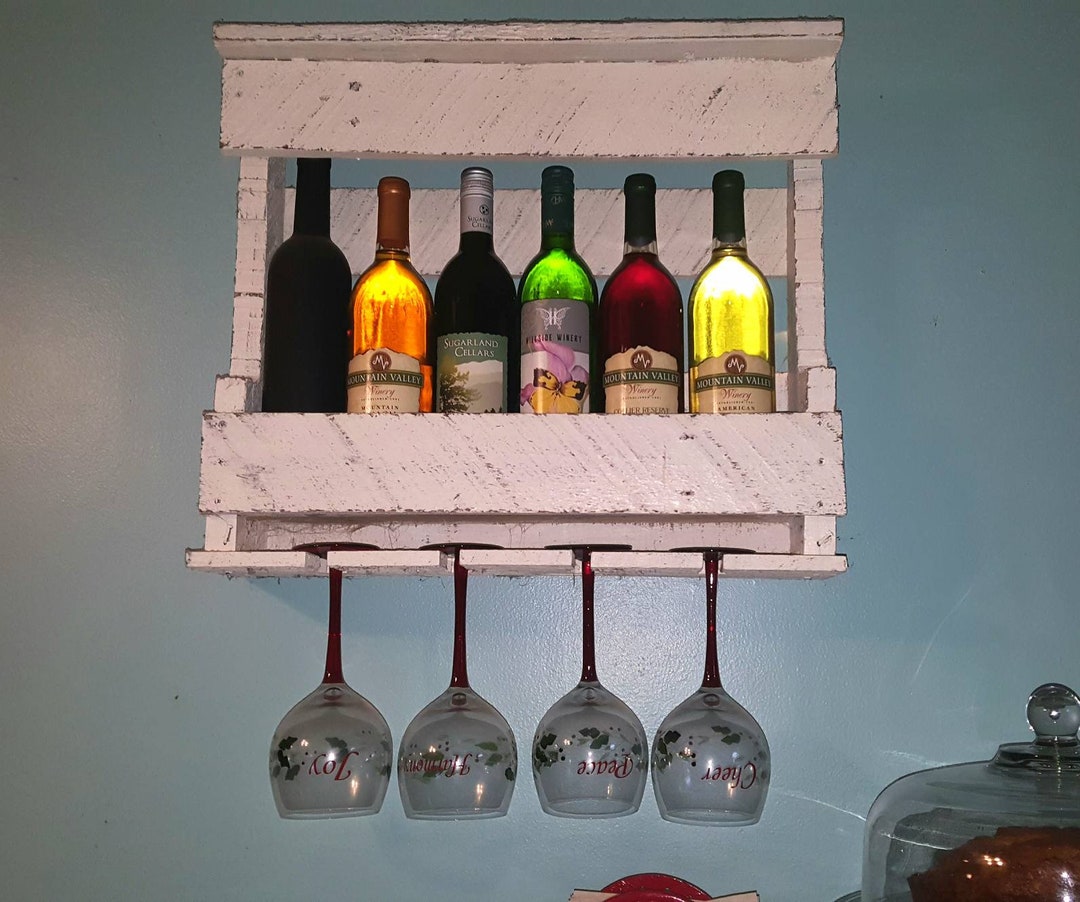 Wall Mounted Wine Rack, Farmhouse Wine Rack, Shabby Chic Wine Rack - Etsy