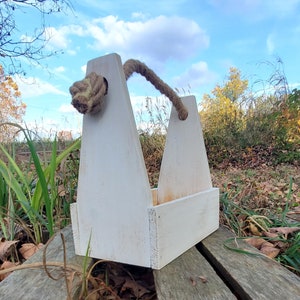 Vintage Style Wood Caddy, Wooden Boho Utensil Carrier, Farmhouse Decor ...