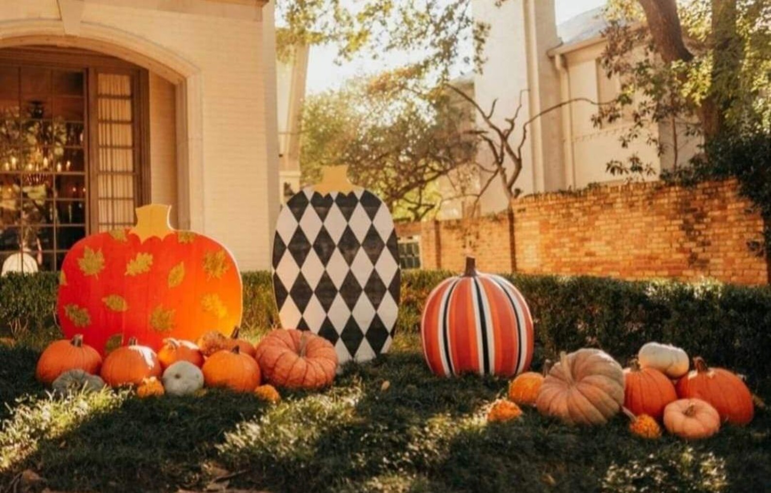 Giant 3 Foot Wood Pumpkins, Large Halloween Yard Decor, Halloween Yard ...