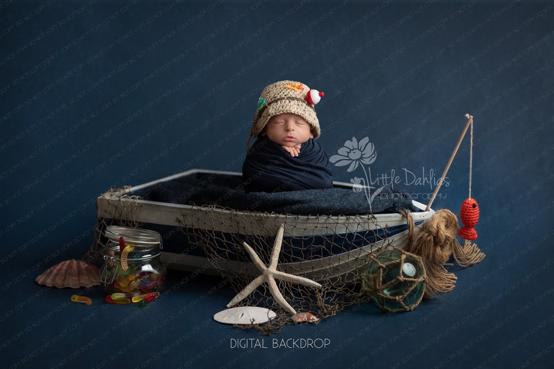 Newborn Fishing Boat Digital Backdrop - Etsy