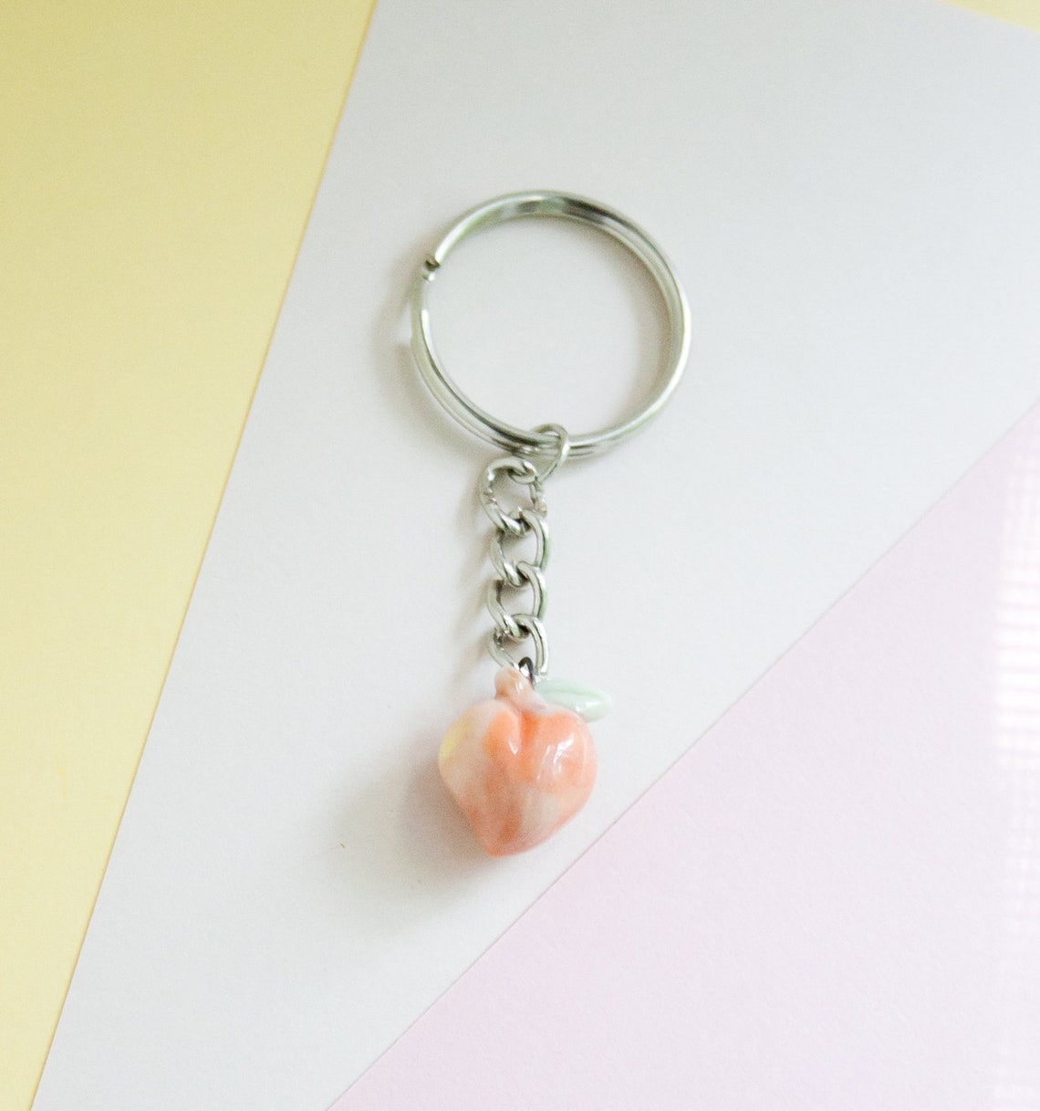 Ceramic Peach Keychain Porcelain Peach - Etsy