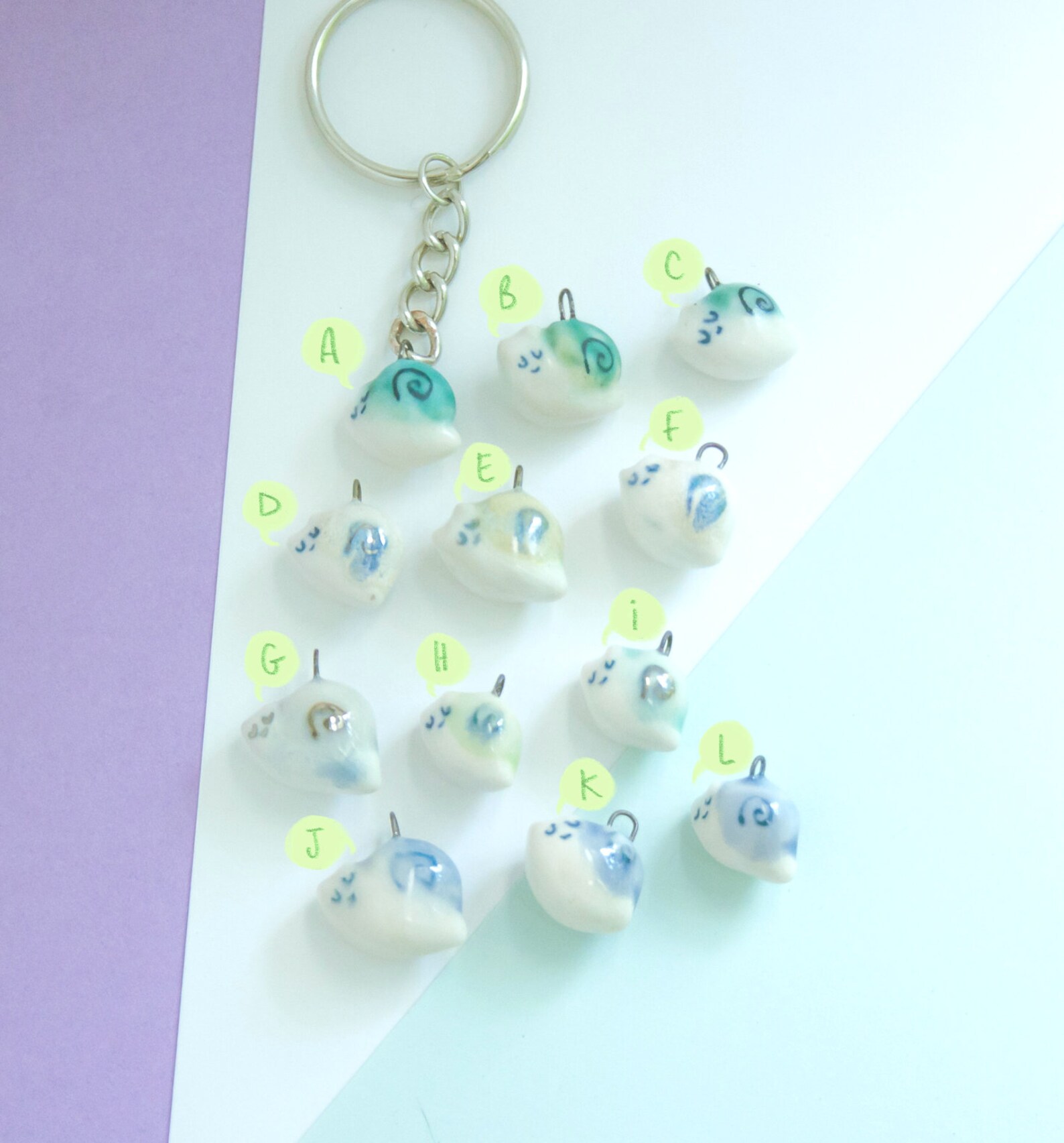 Ceramic Snail Keychain Porcelain Cute Snail | Etsy