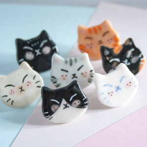 Ceramic Cat Pin, Kitten Brooch, Animal Lover Jewelry, Miniature Cat - Etsy