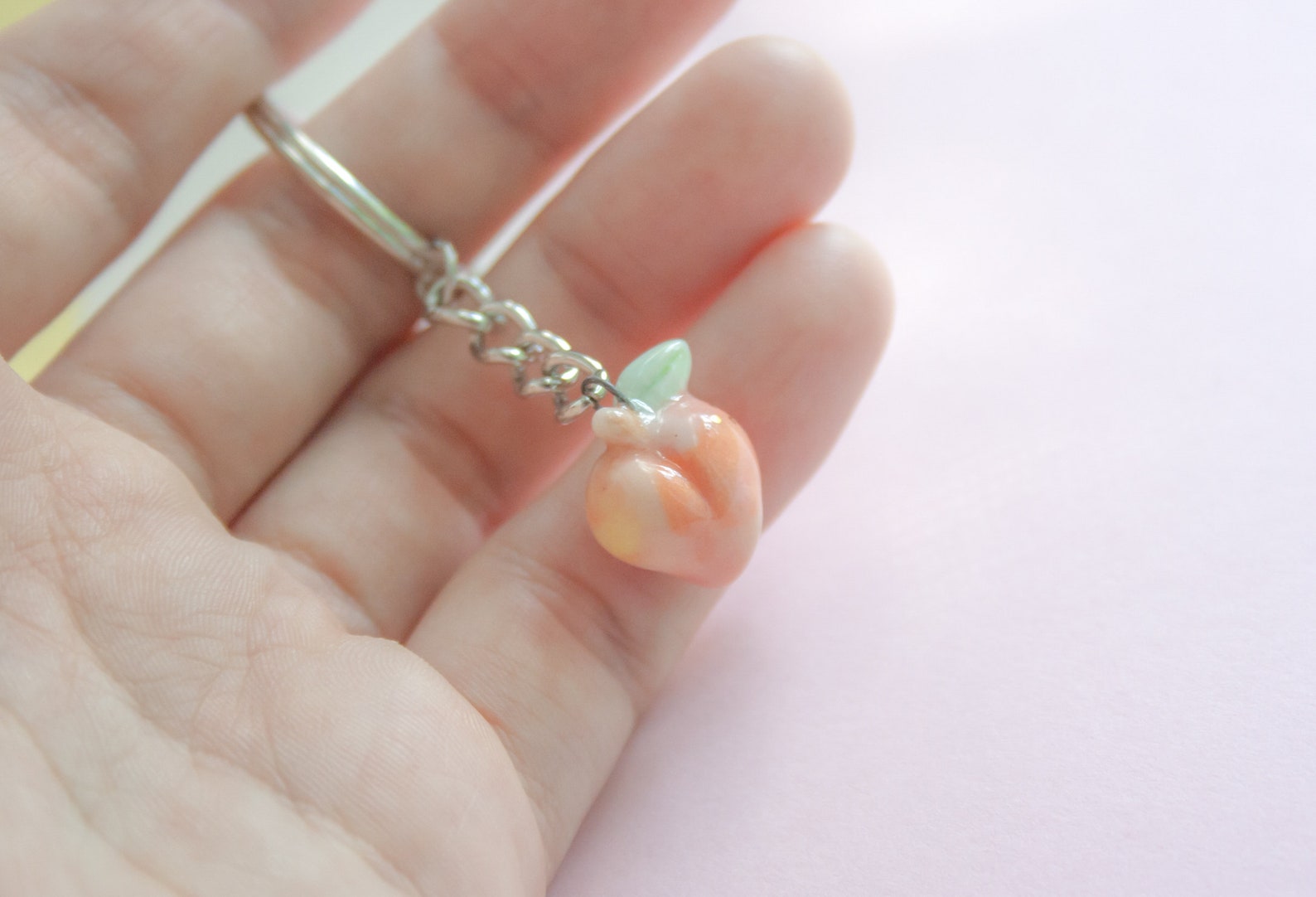 Ceramic Peach Keychain Porcelain Peach - Etsy