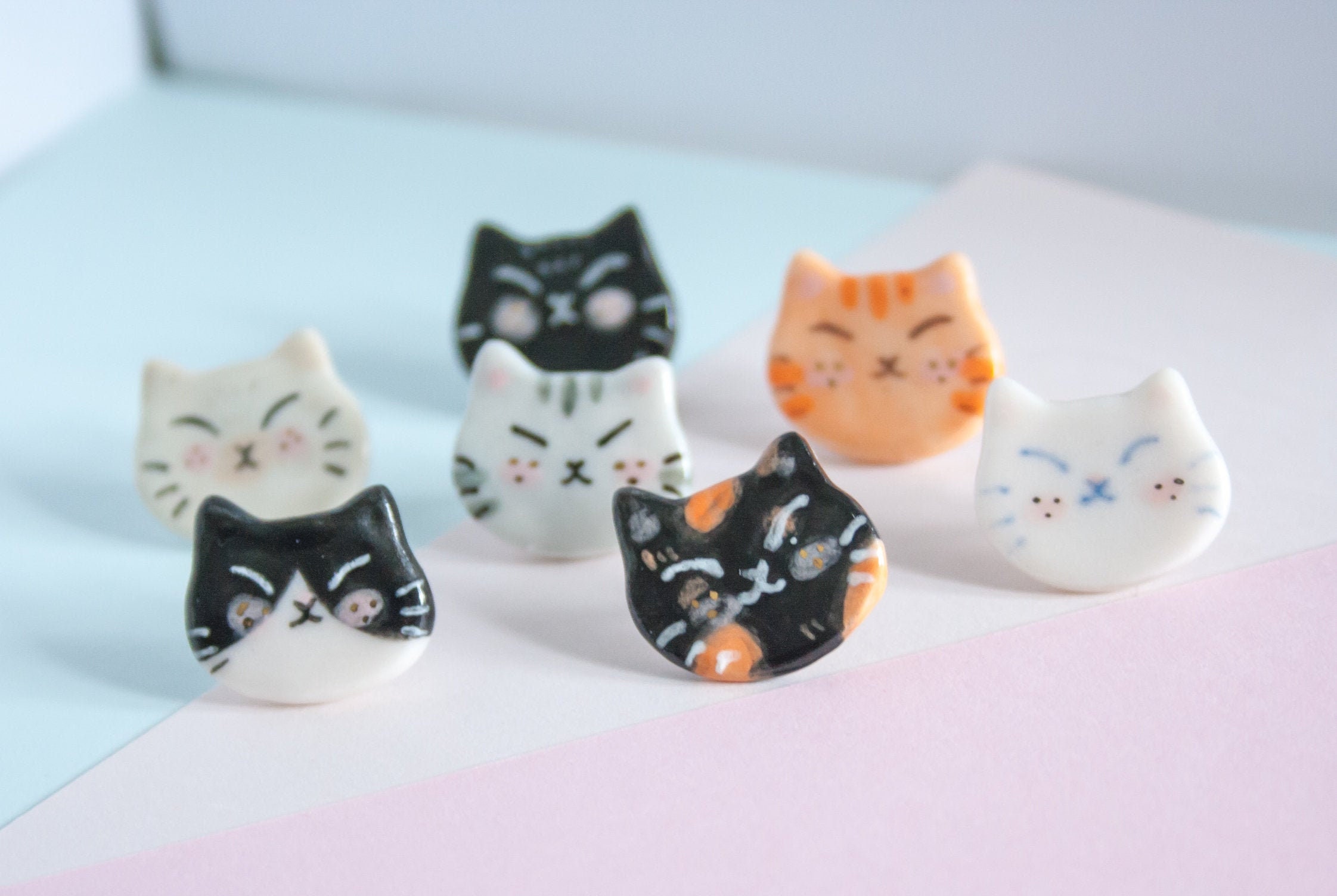 Ceramic Cat Pin Kitten Brooch Animal Lover Jewelry - Etsy
