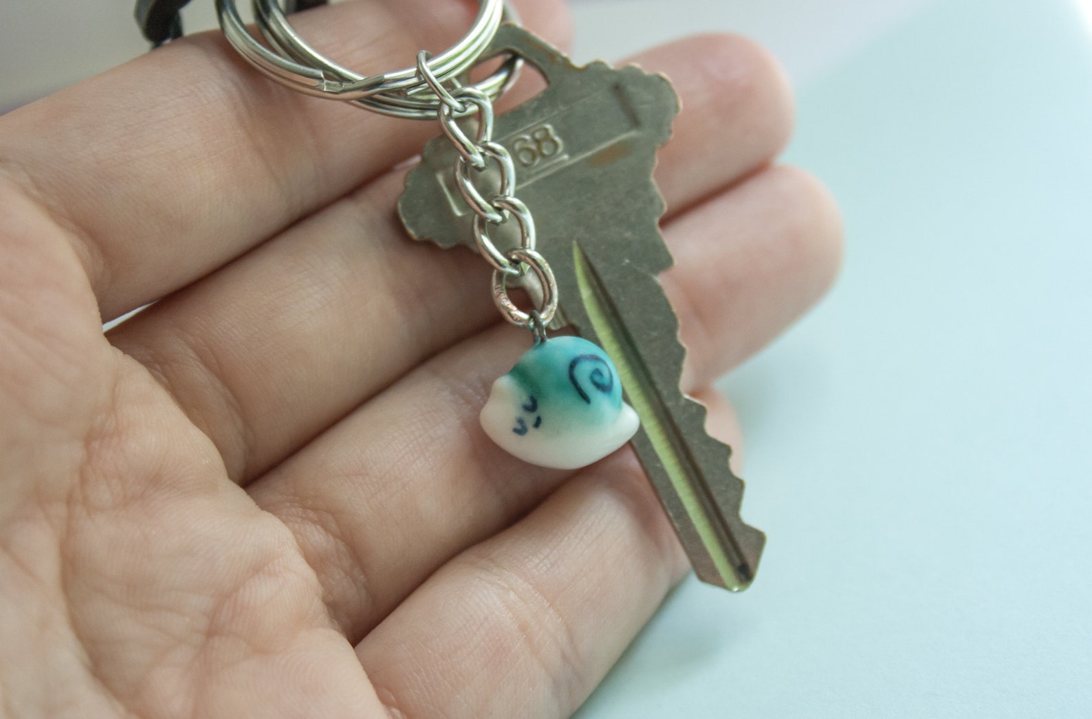 Ceramic Snail Keychain Porcelain Cute Snail | Etsy