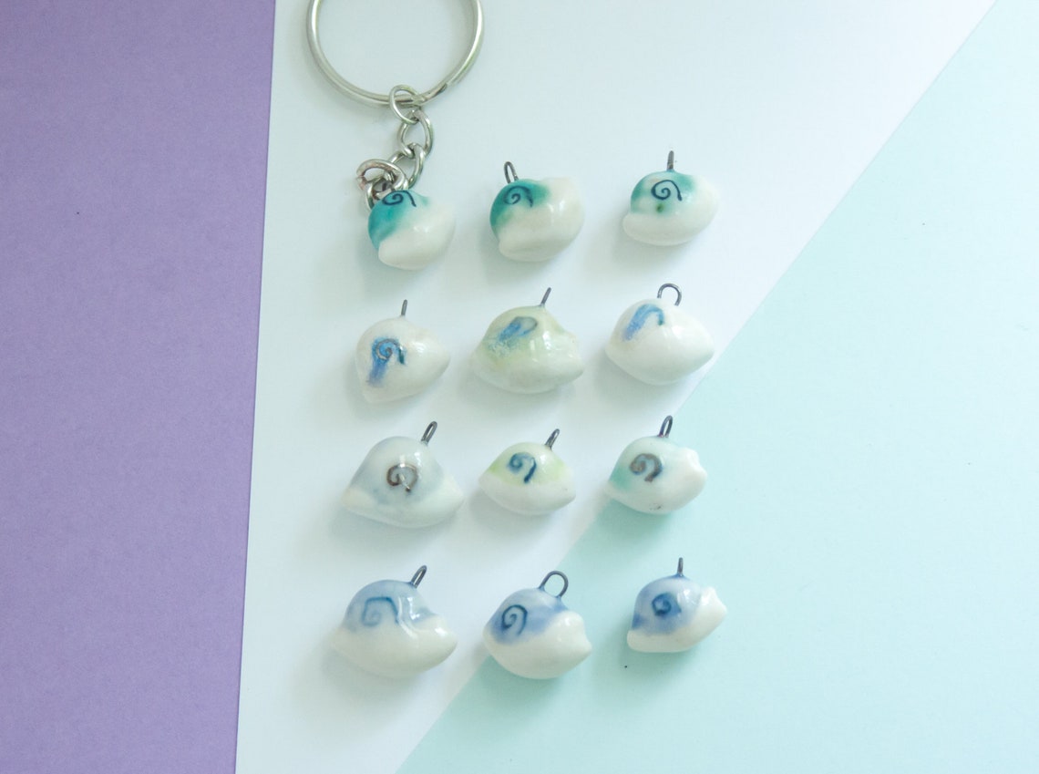 Ceramic Snail Keychain Porcelain Cute Snail | Etsy