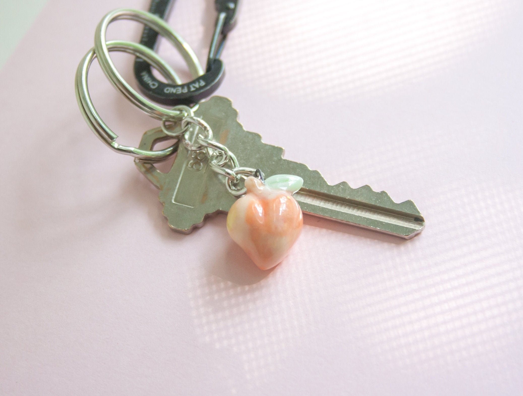 Ceramic Peach Keychain Porcelain Peach - Etsy