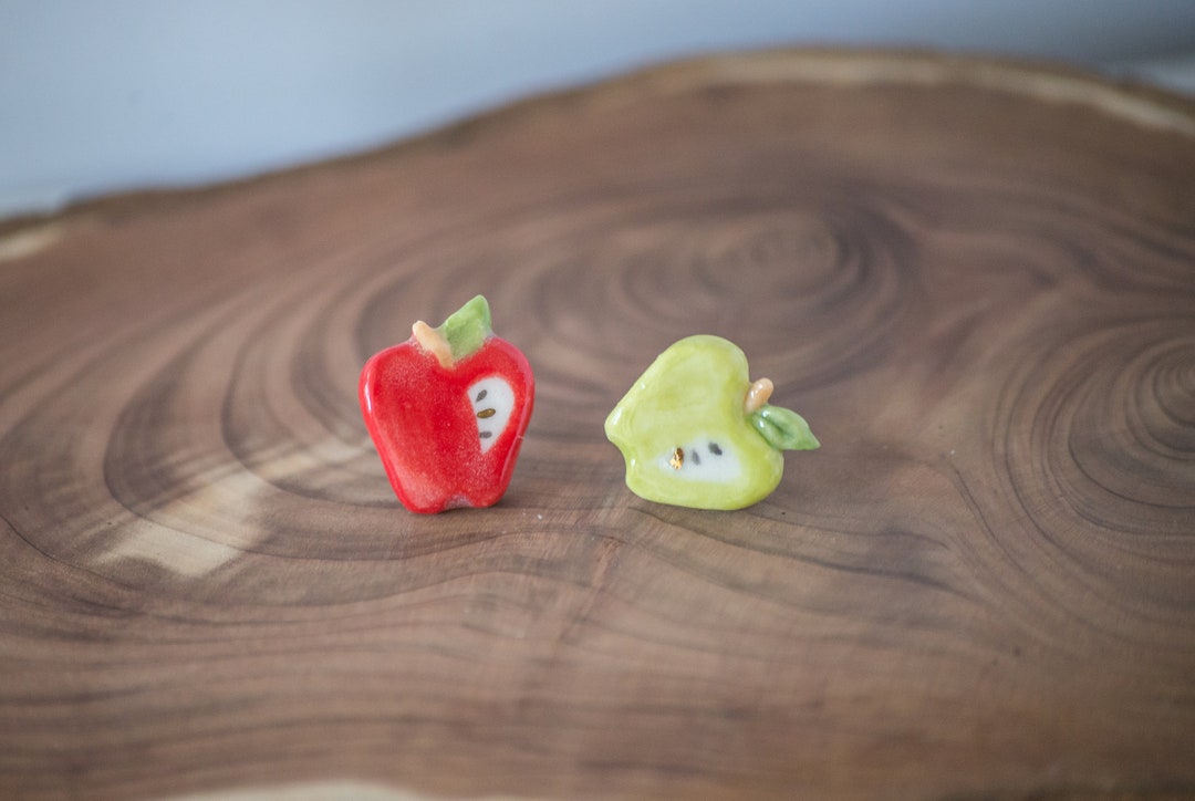 Ceramic Apple Pin, Clay Apple Brooch, Miniature Food - Etsy