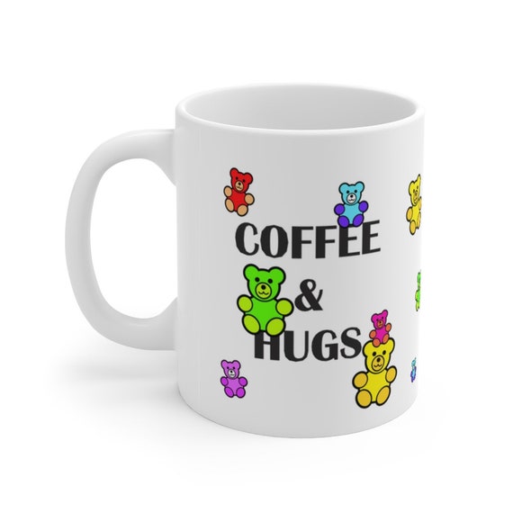 Coffee & Hugs Teddy Bear Ceramic Mug 11oz | Etsy