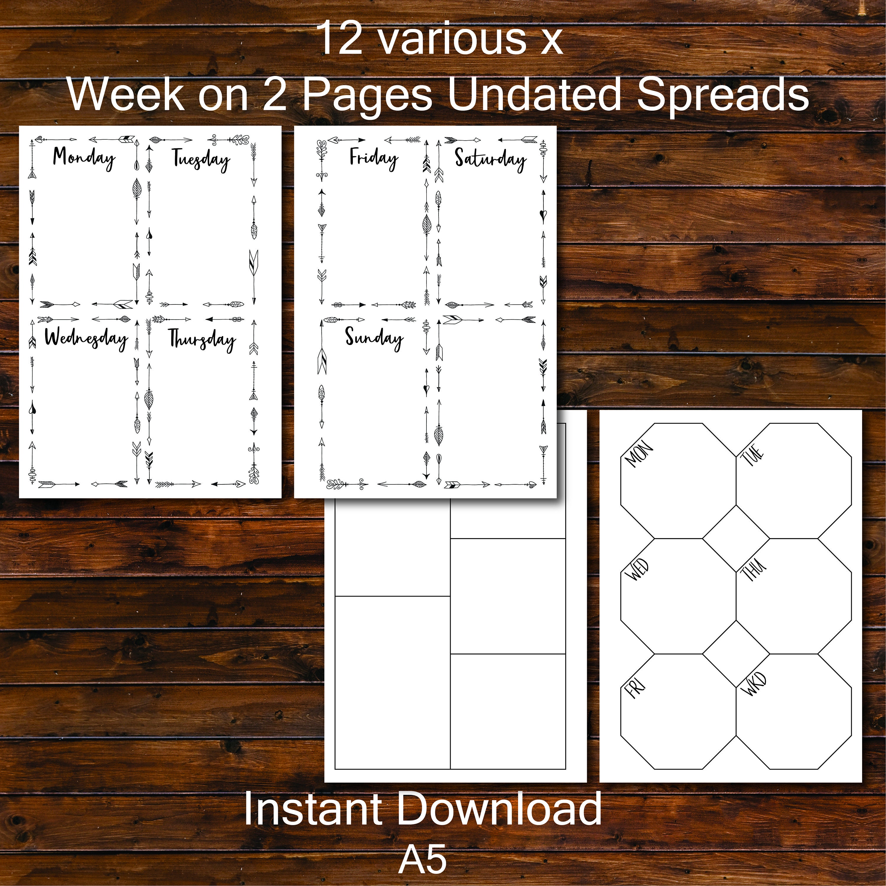 12 x A5 Planner Inserts / Bullet Journal Kit Bujo Printables | Etsy France