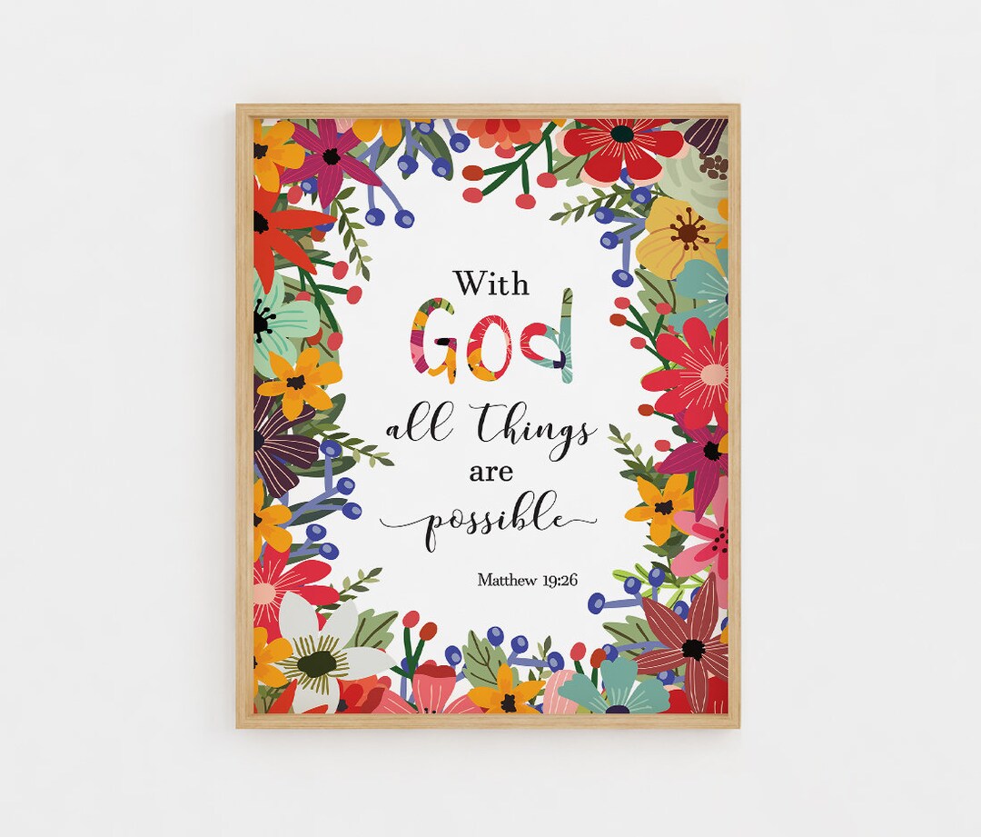 With God All Things Are Possible, Matthew 19:26, Christian Printable ...