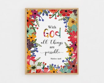 With God All Things Are Possible Matthew 19:26 Bible Verse - Etsy