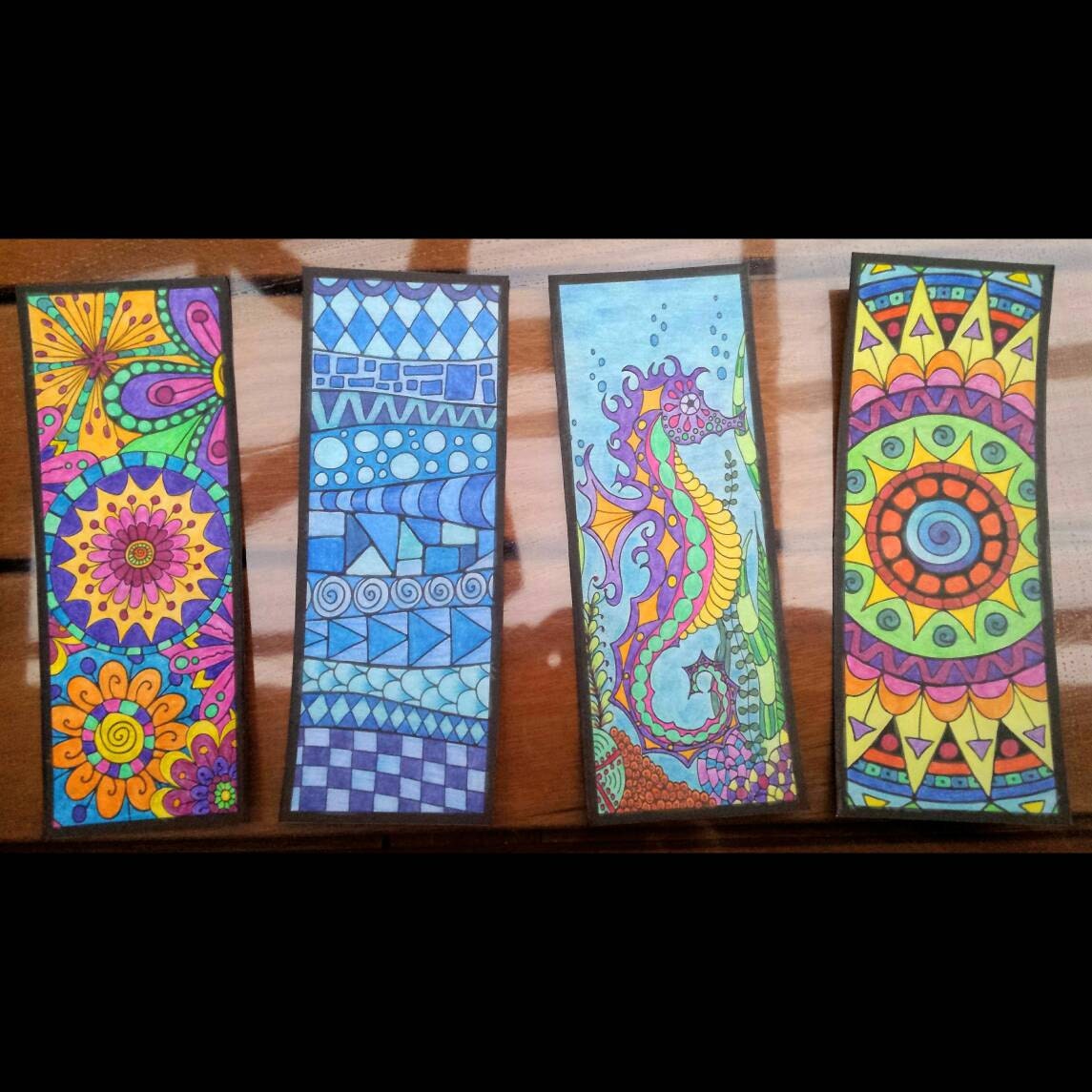 4 Coloring Bookmarks Printable Bookmarks Unique Bookmarks | Etsy