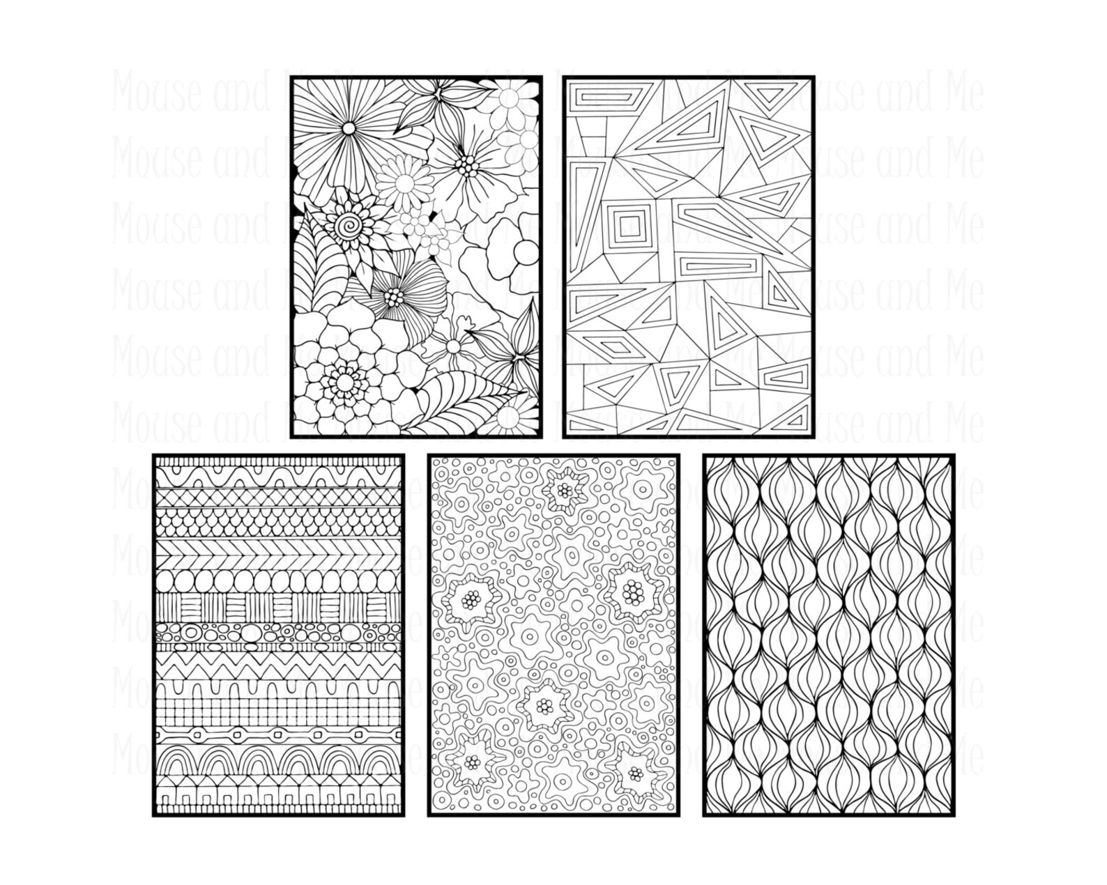 10 Printable Colouring Cards 5 With Greetings and 5 Without - Etsy