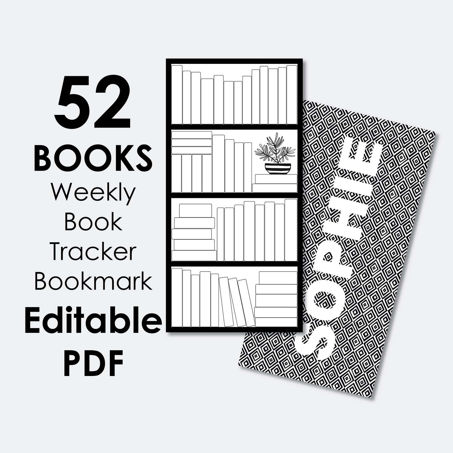 Book Tracker Bookmark | Personalized Printable Bookmarks | Book Shelf ...