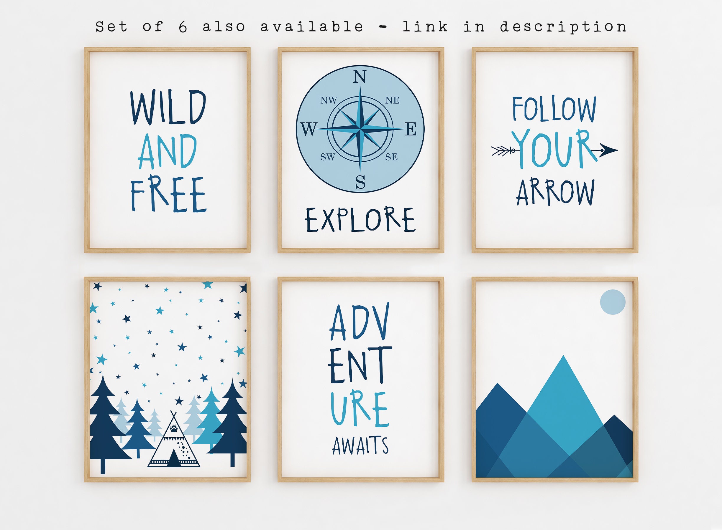 Adventure Wall Art Set Scandinavian Nursery Print Monochrome | Etsy