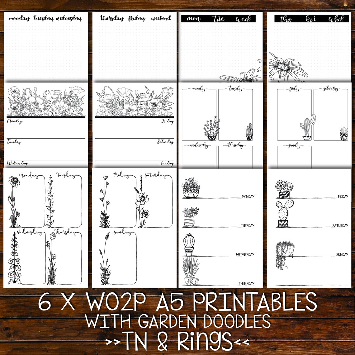 6 X A5 Planner Inserts Bullet Journal Kit Garden Planner - Etsy