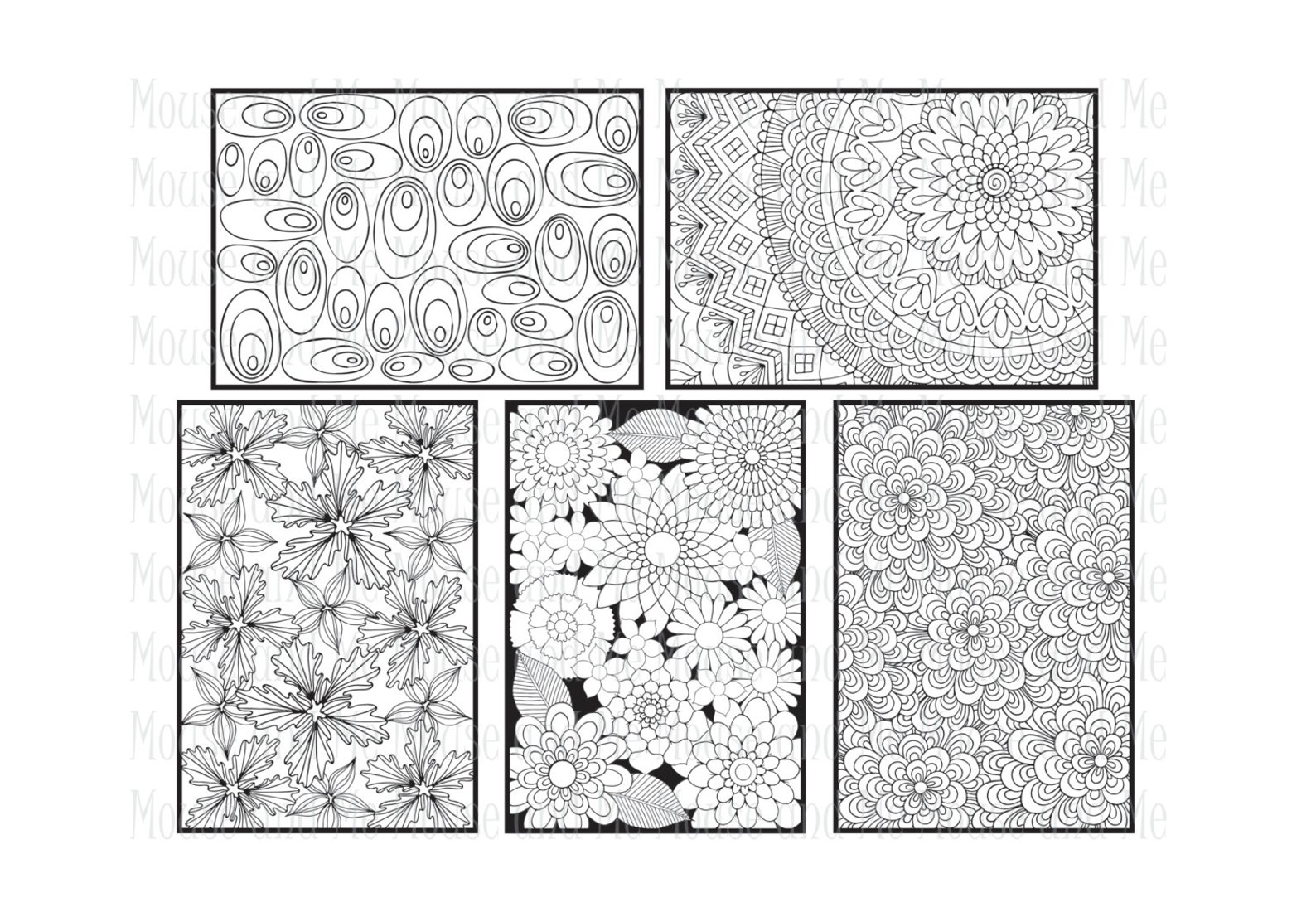 10 Printable Colouring Cards – 5 With Greetings and 5 Without Greetings ...