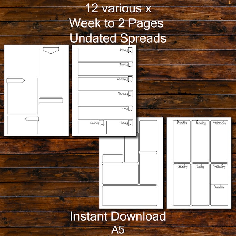 12 x A5 Planner Inserts Bullet Journal PDF Bullet Journal | Etsy