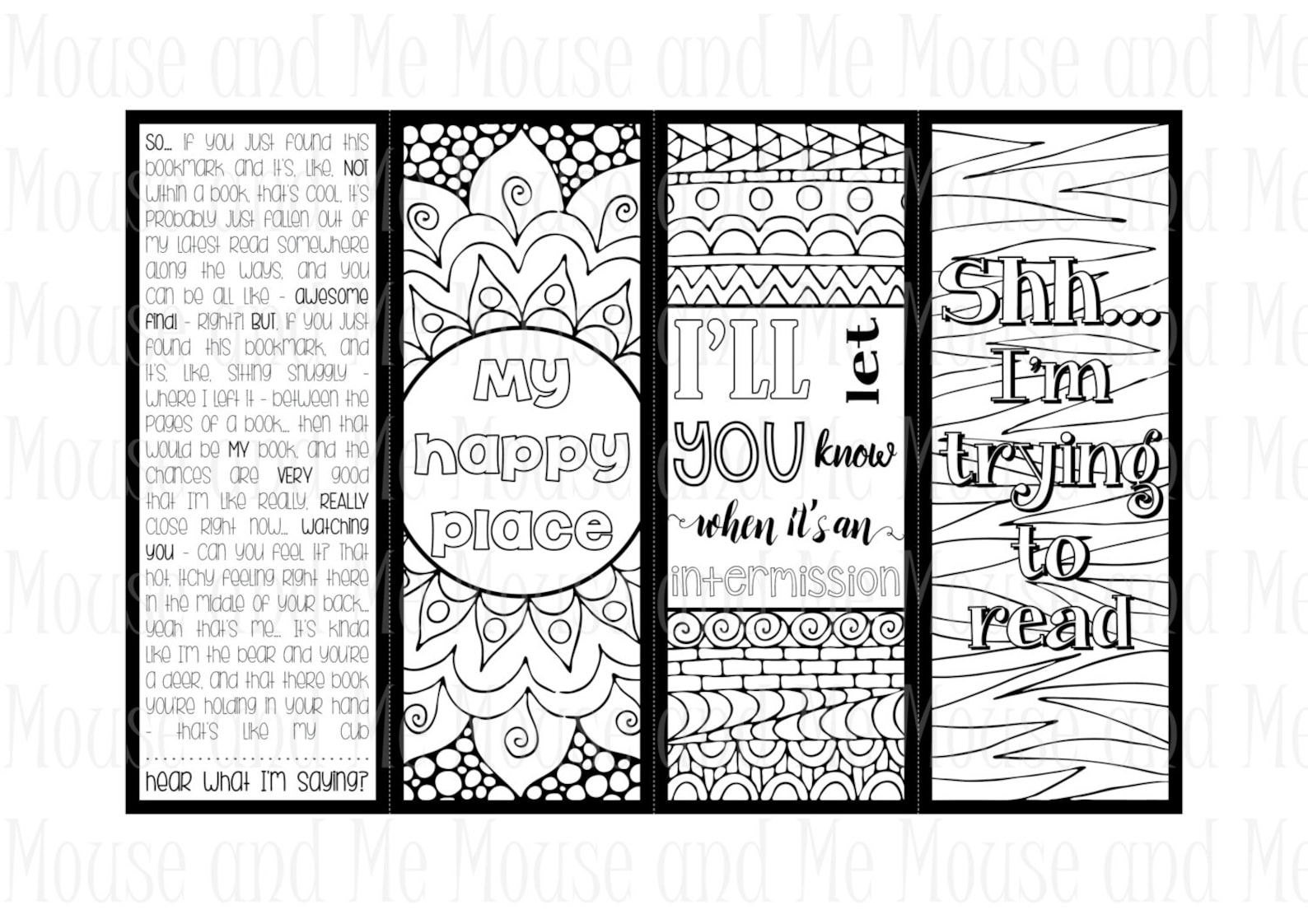 4 Coloring Bookmarks Printable Bookmarks Unique Bookmarks - Etsy