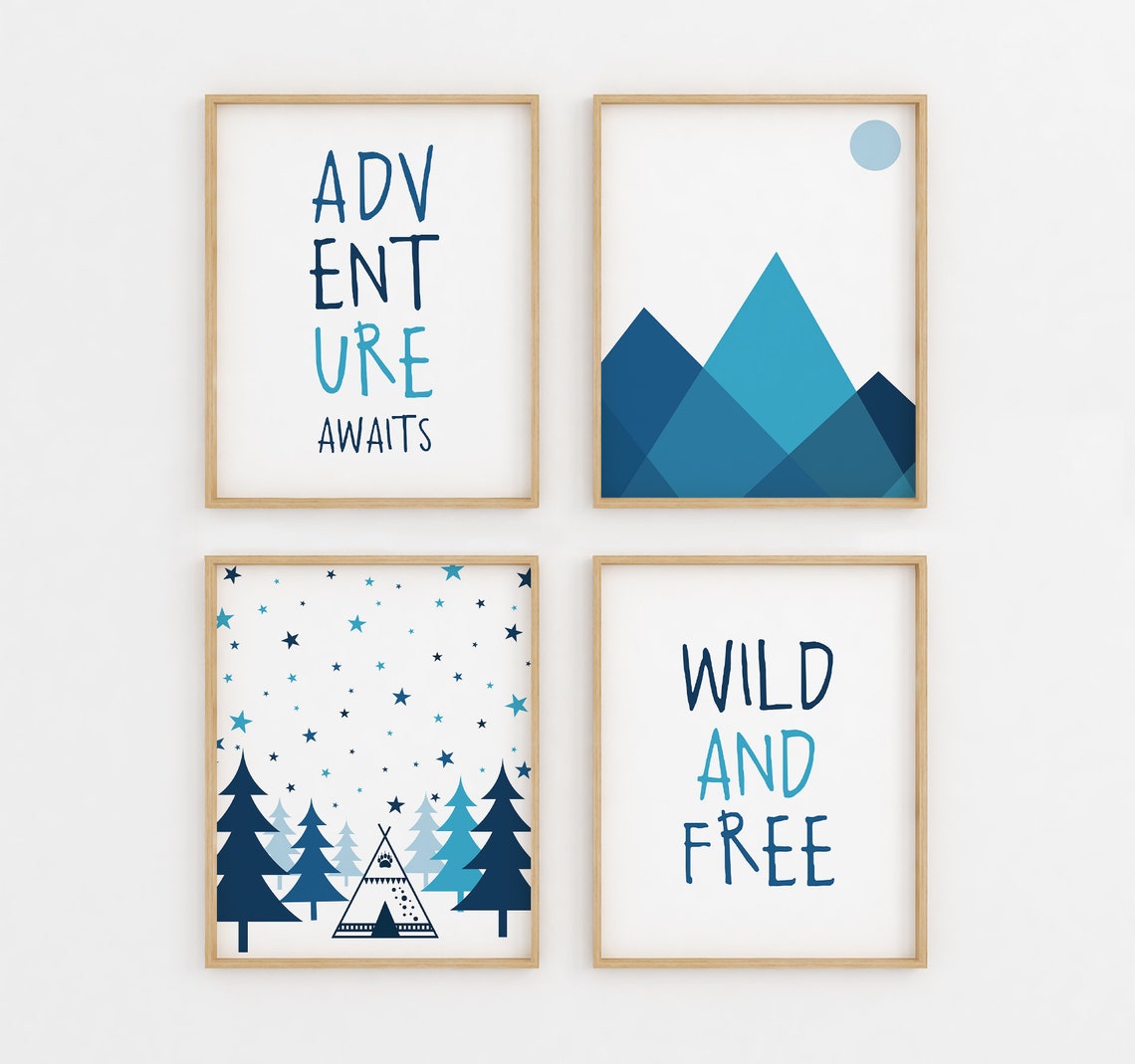 Adventure Wall Art Set Scandinavian Nursery Print Monochrome | Etsy