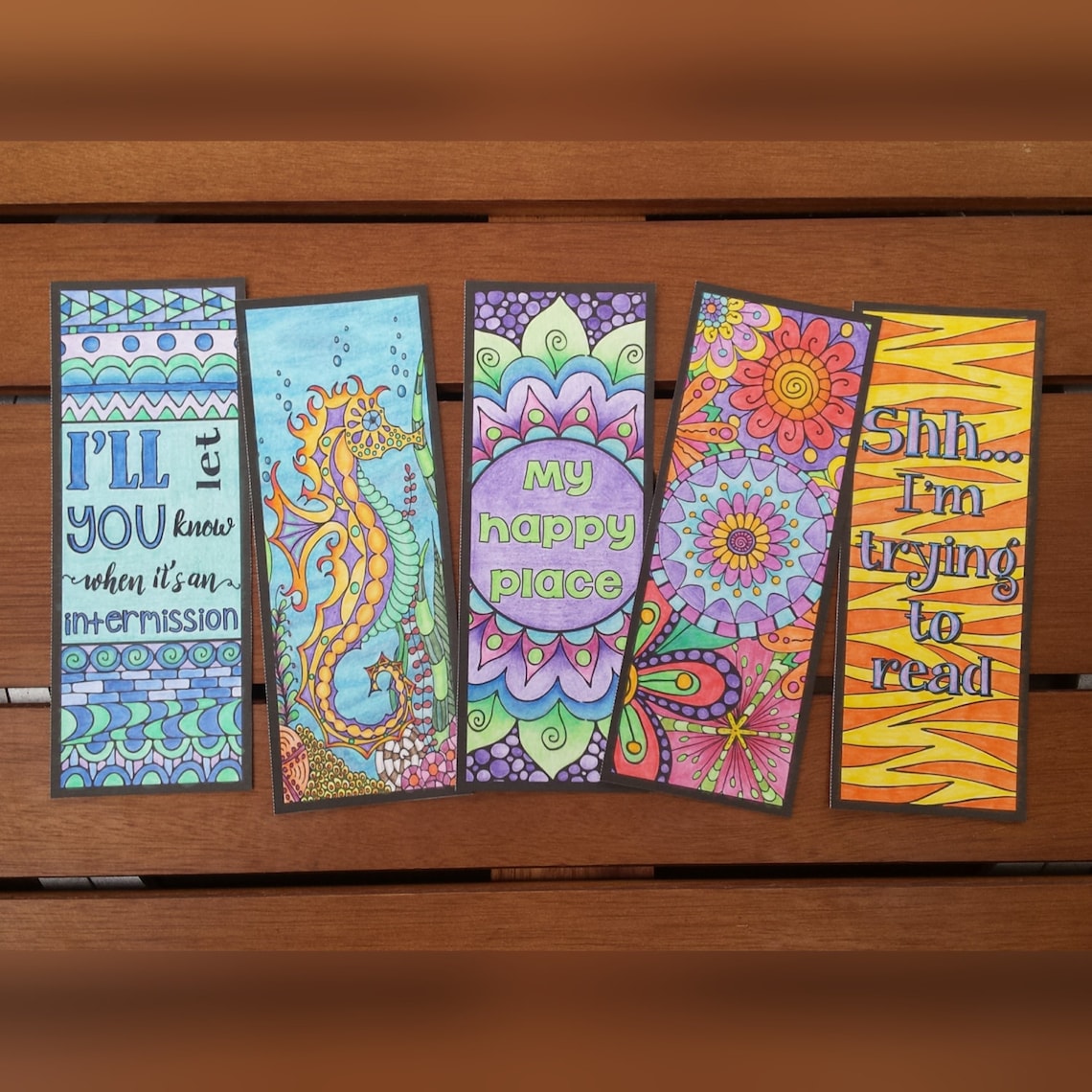 4 Coloring Bookmarks, Printable Bookmarks, Unique Bookmarks, Zentangle ...