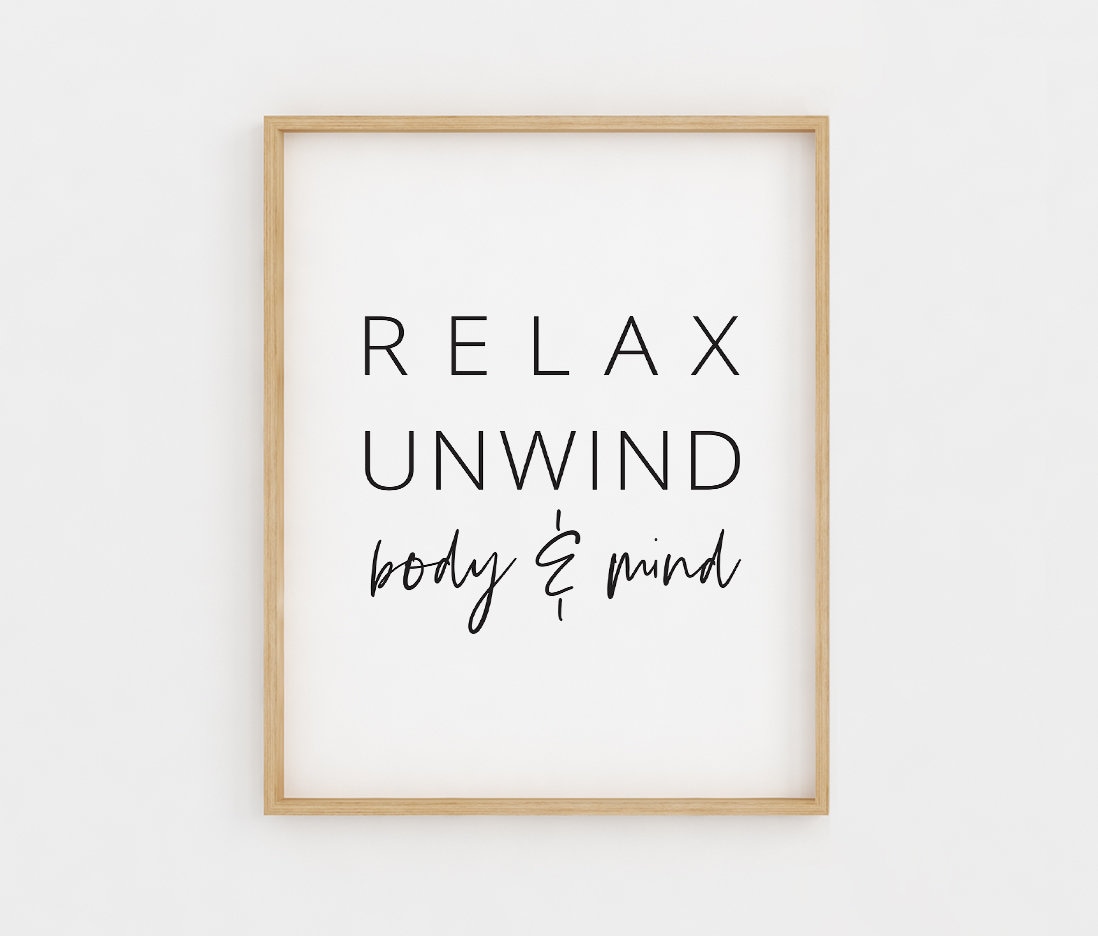 Relax Unwind Sign Printable Wall Art Bathroom Decor | Etsy