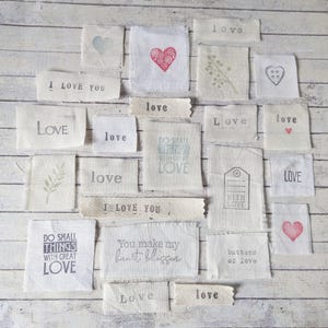 Love - Fabric Word Snippets for Mindful Stitching Hand Stamped - Etsy UK
