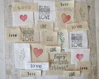 Butterflies Fabric Word Snippets for Mindful Stitching Hand Stamped ...