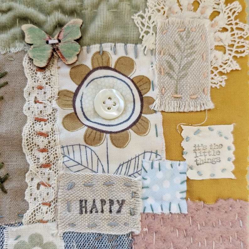 Suprise Random Mix Fabric Word and Motif Snippets for Mindful Stitching ...